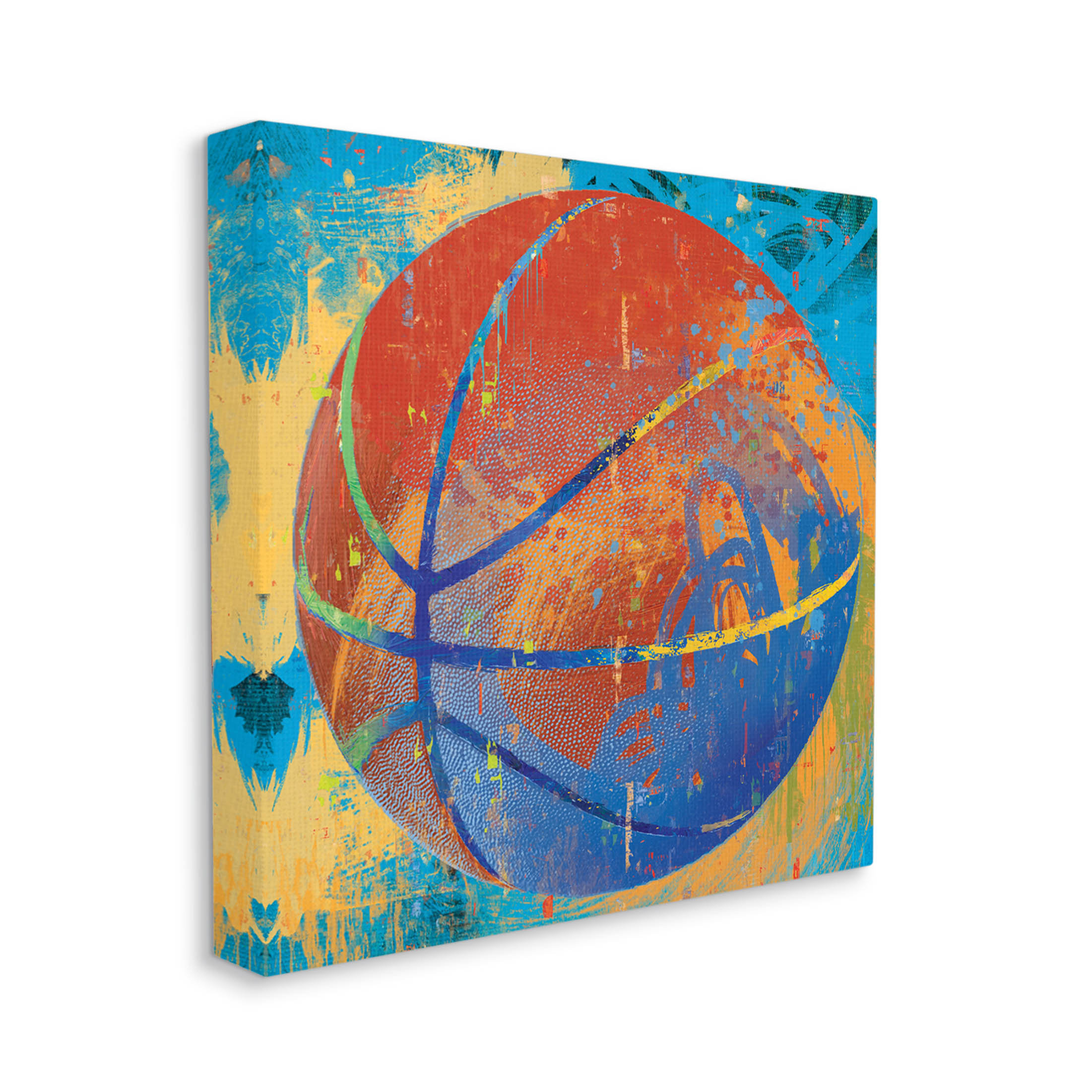 Stupell Industries Urban Splatter Sports Basketball Canvas Wall Art By ...