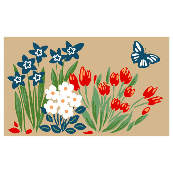 The Holiday Aisle® Yusuke Fresh Flowers Outdoor Mat Primary | Wayfair