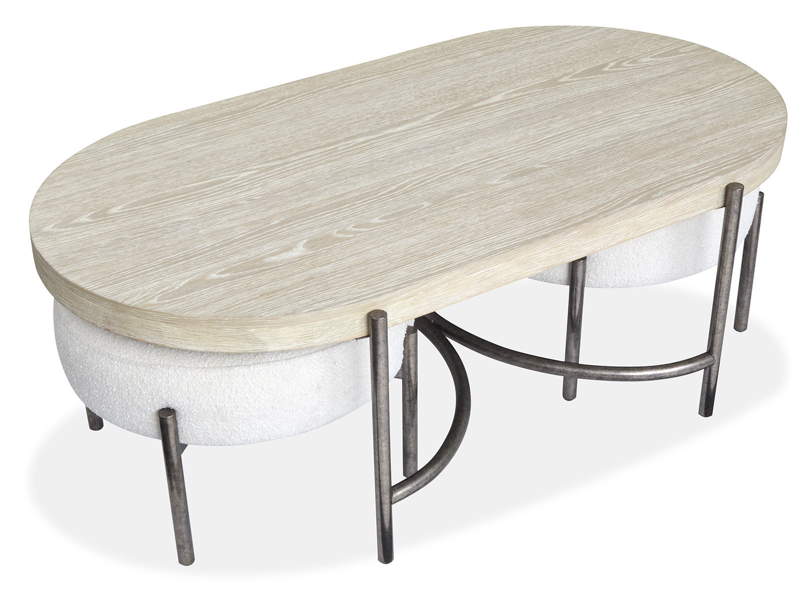 Latitude Run® Oval Cocktail Table With 2 Ottomans | Wayfair