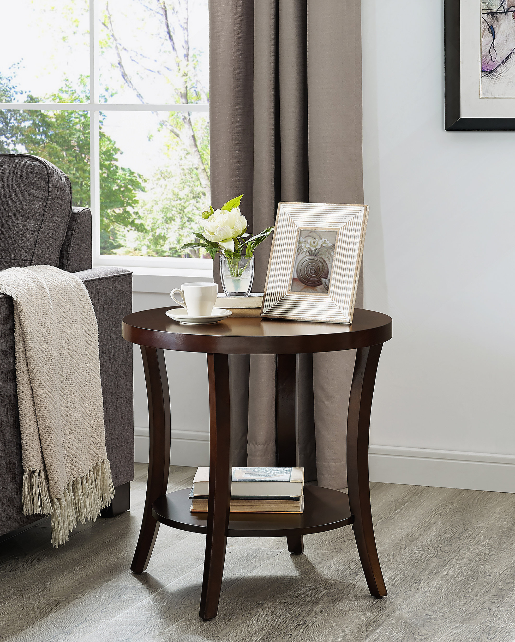Lark Manor Perth 3-Piece Espresso Oval Coffee Table with End Tables Set ...
