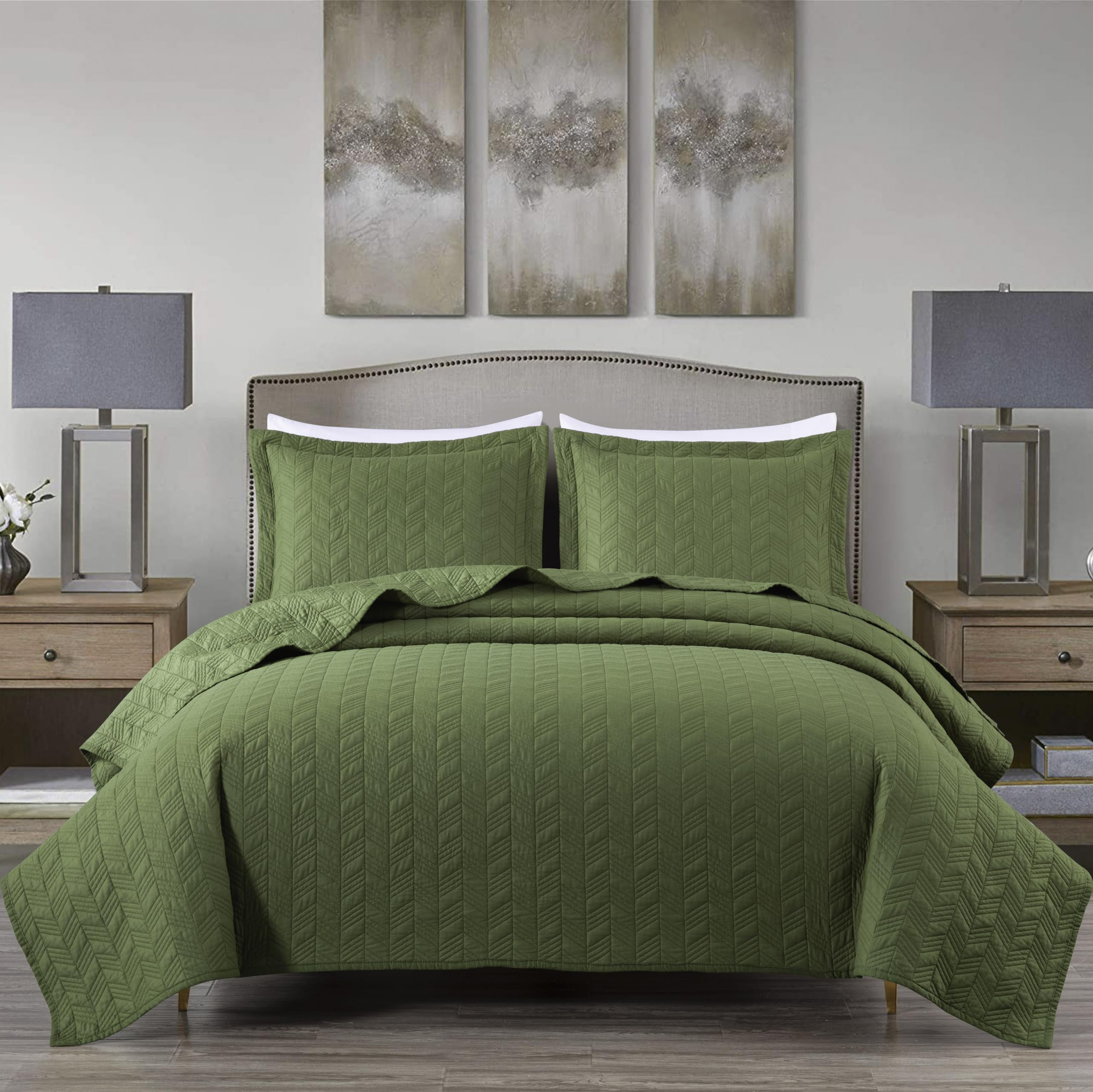 Chezmoi Collection Solid Color Cotton Quilt Standard Cotton 3 Piece ...