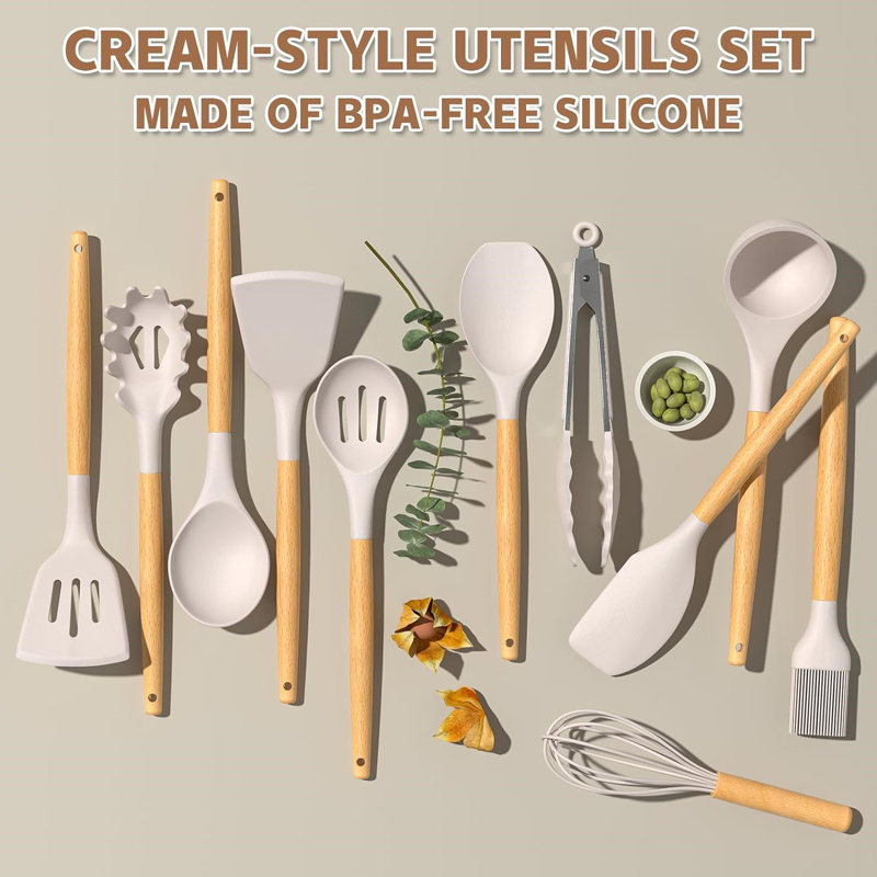 Textiles Hub 33 Piece Cooking Utensil Set with Utensil Crock & Reviews ...