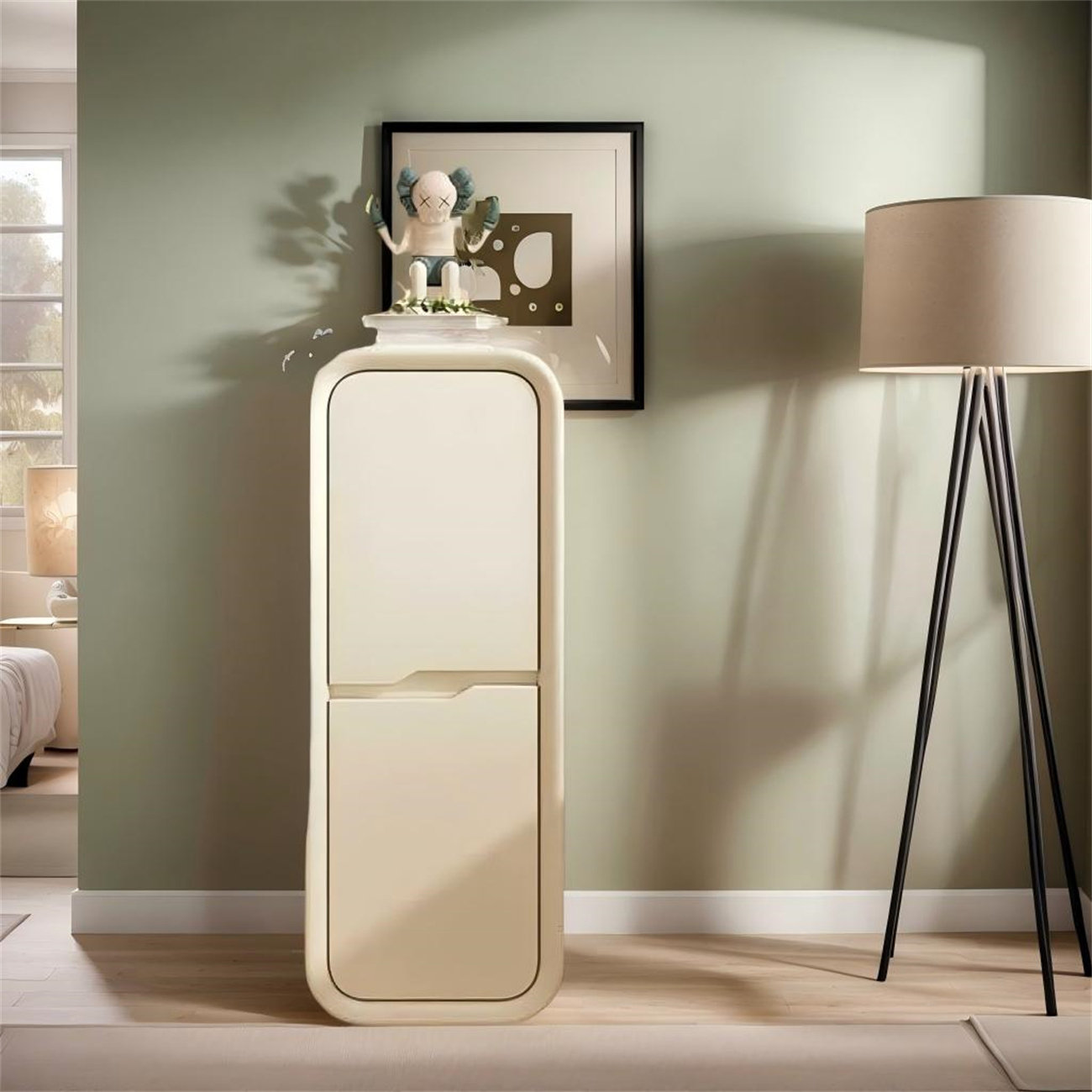 Ivy Bronx Jeston Unique Nightstand Narrow End Table W/2 Drawers Bedside ...