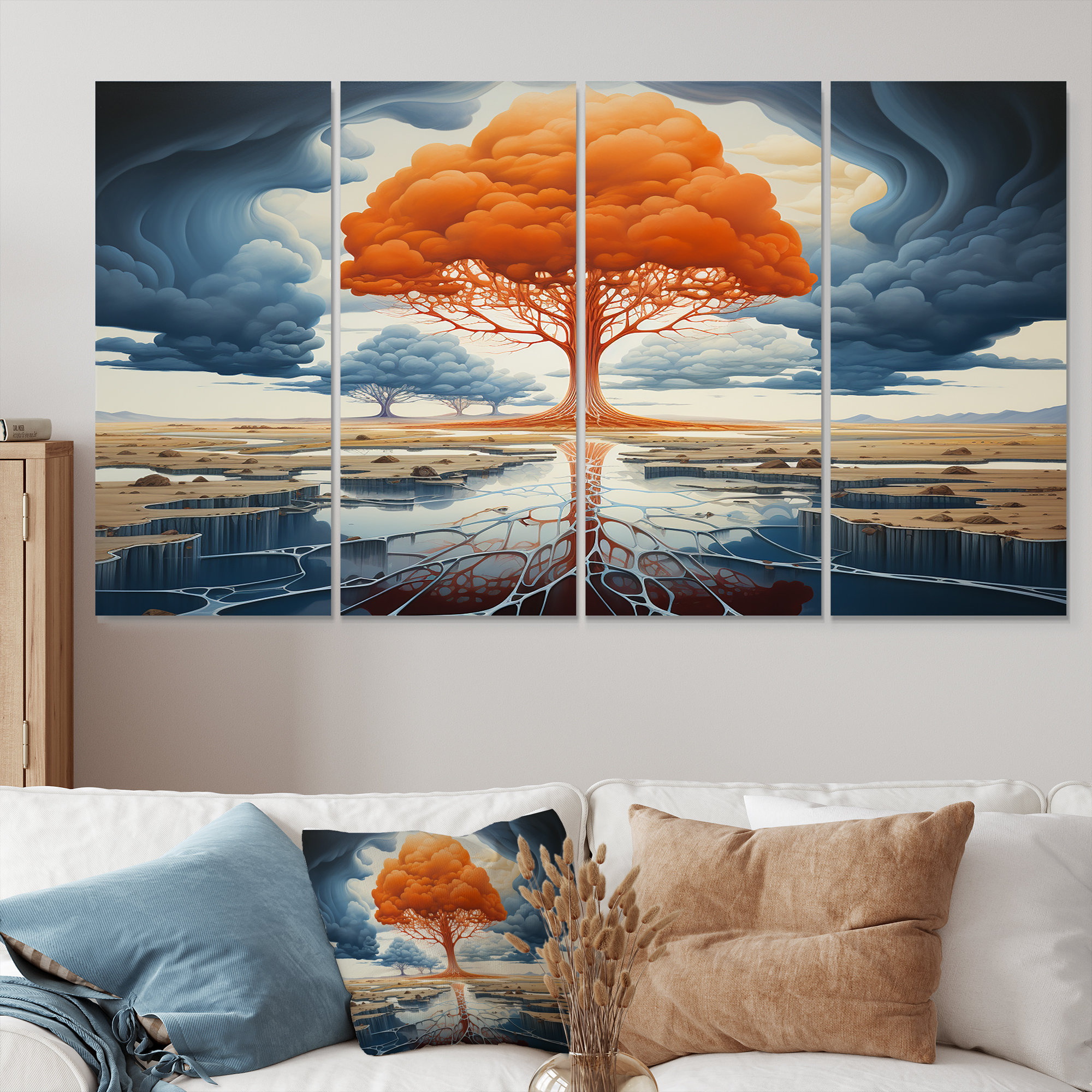 Winston Porter Majestic Orange Tree Of Life - Tree Wall Art 4 Piece ...