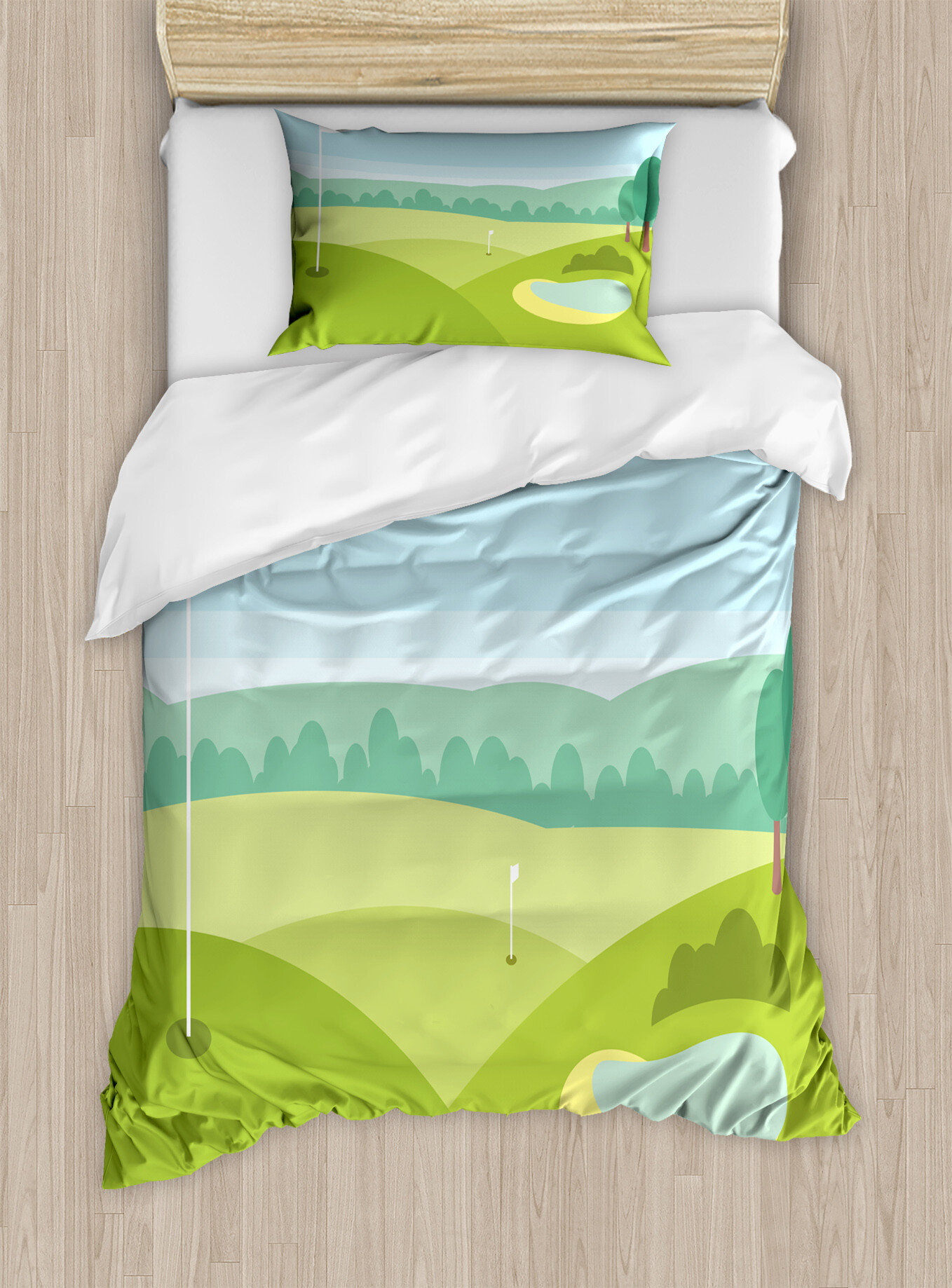 Ambesonne Golf Duvet Cover Set, Abstract View of Teeing Ground, Twin ...