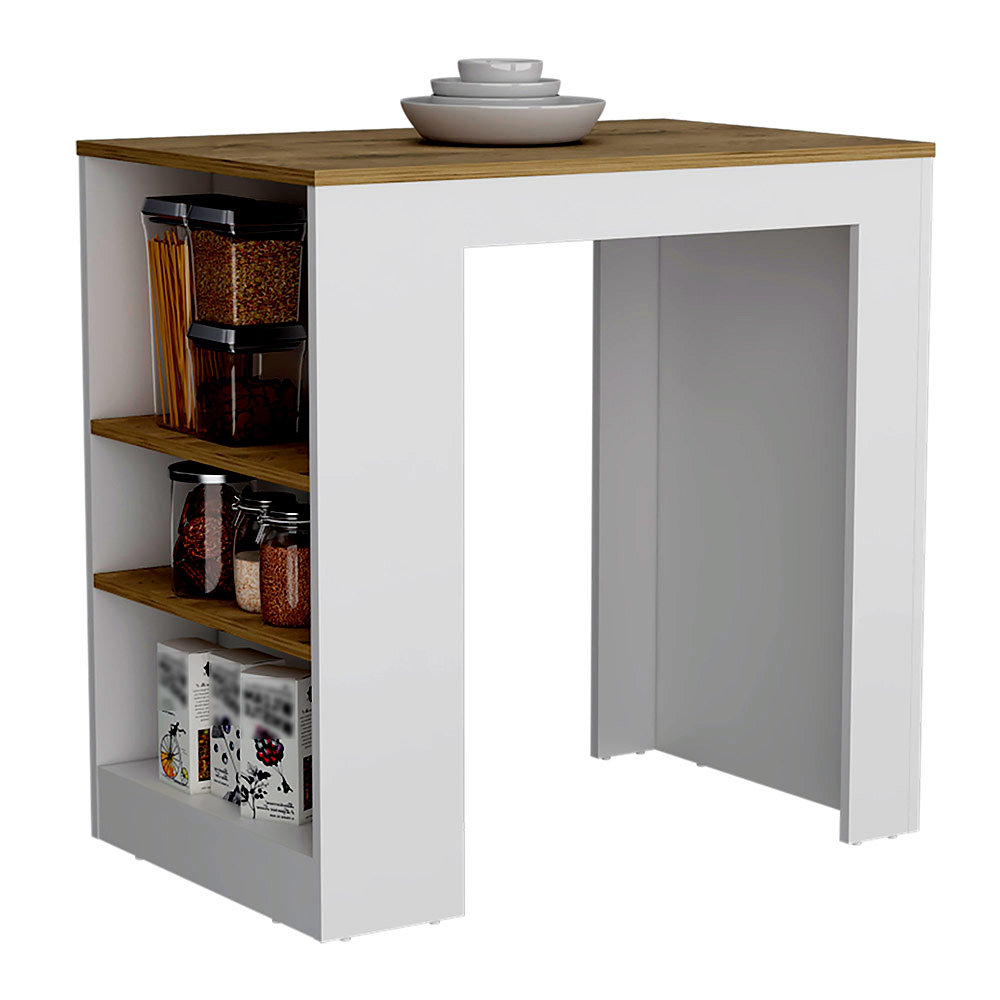 Ebern Designs Harlan Kitchen Island, Counter Height Table Top With 3 ...