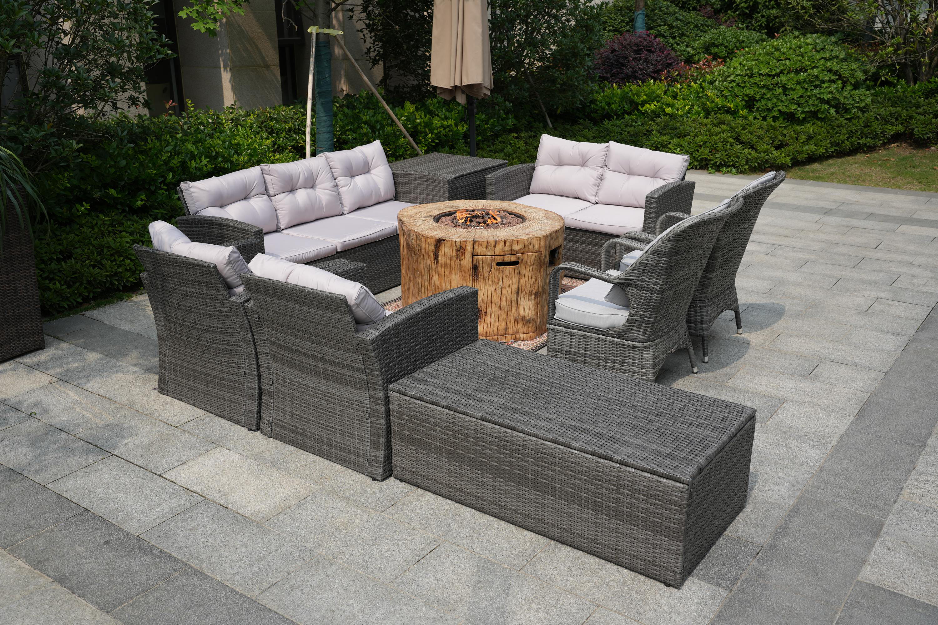 Red Barrel Studio Humphrey Wicker/Rattan 9 - Person Seating Group With ...