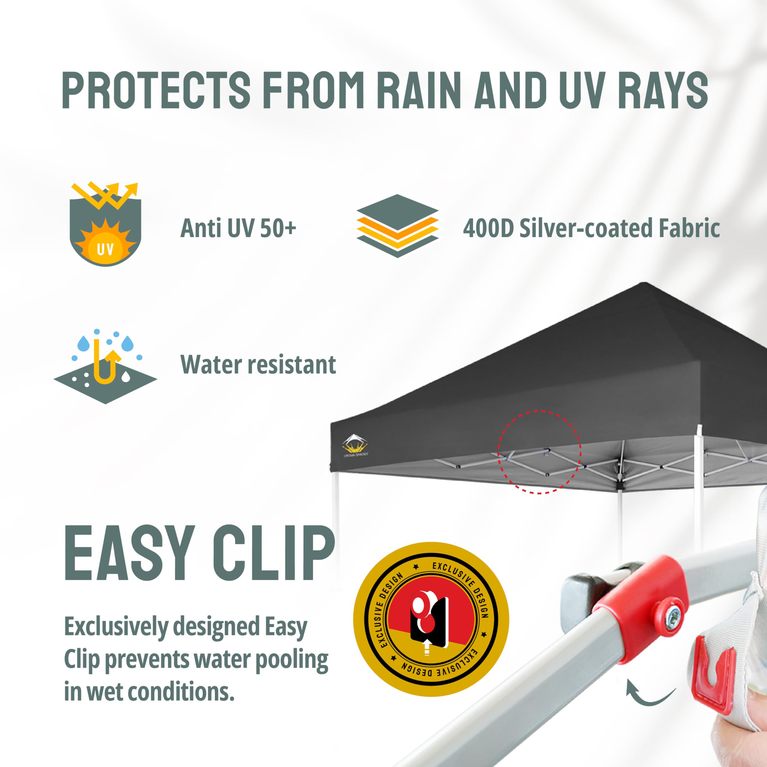 CROWN SHADES Heavy Duty Canopy - Premium Pop Up Canopy Tent - Extra Sun ...