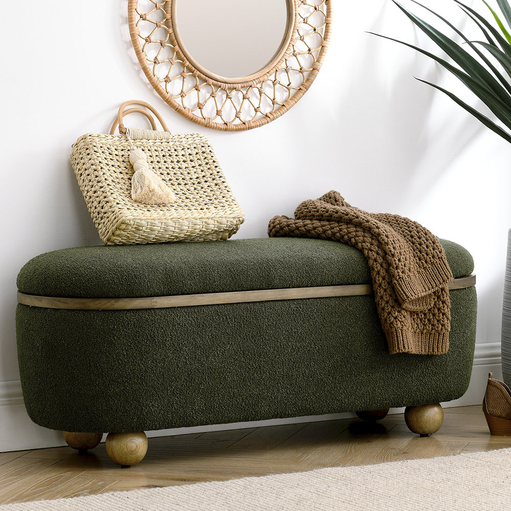 Ivy Bronx Stylish Storage Ottoman Bench, Upholstered Entryway Bench ...