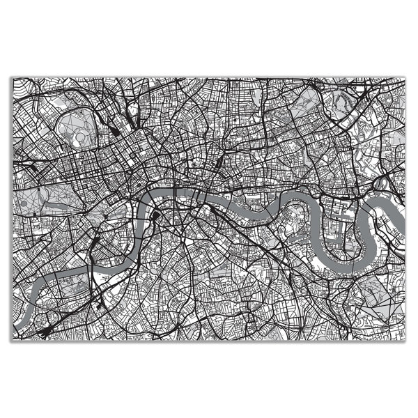 Panther Print Black And White Map Of London Urban - Wrapped Canvas ...