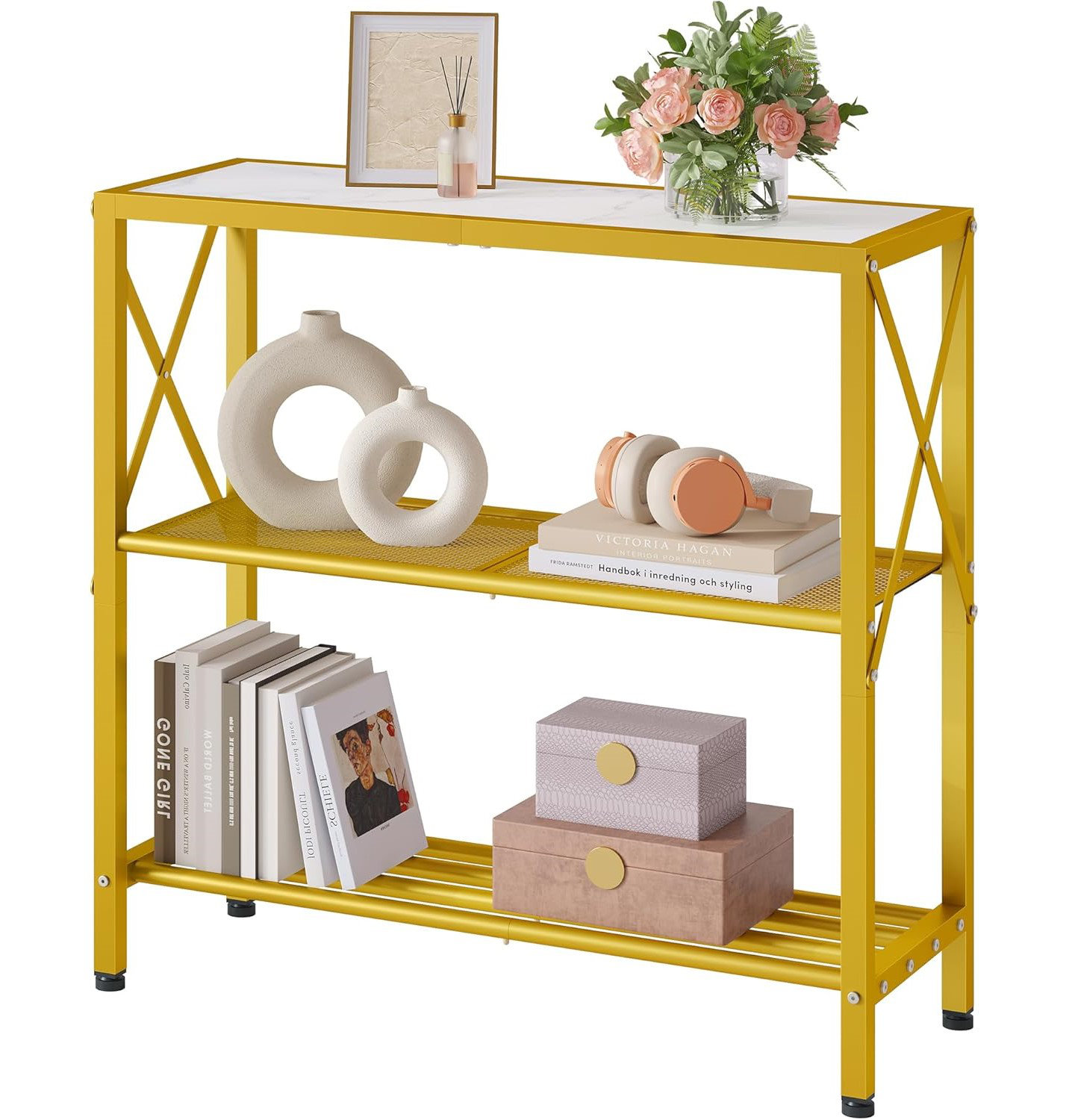 17 Stories Industrial Console Table 3 Tier Entryway Table Metal Frame ...