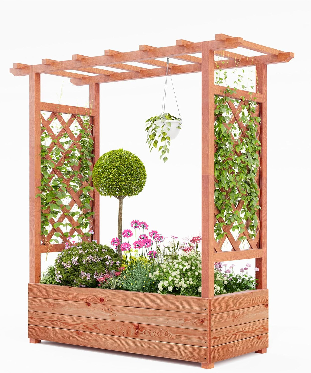 Millwood Pines Raised Garden Bed with Trellis | Wayfair