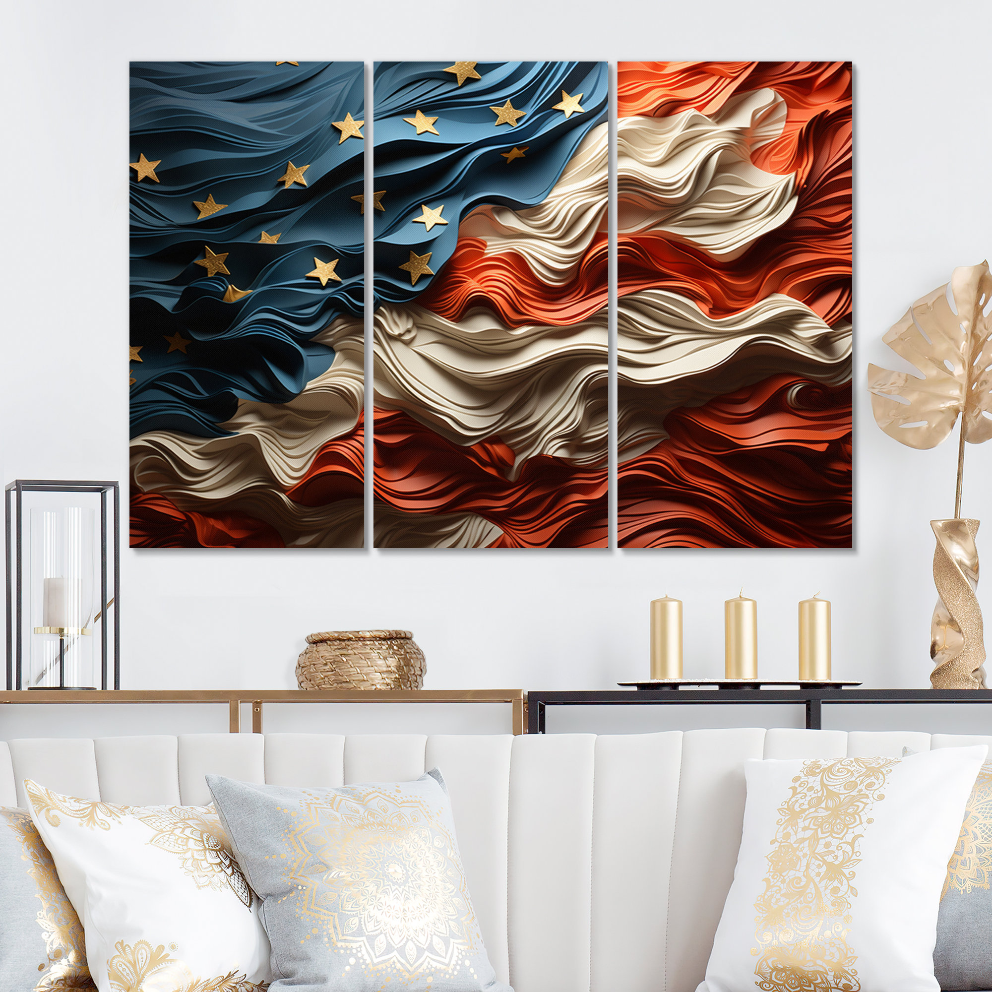 Williston Forge Modern USA Flag II - Flag Metal Wall Decor Set | Wayfair