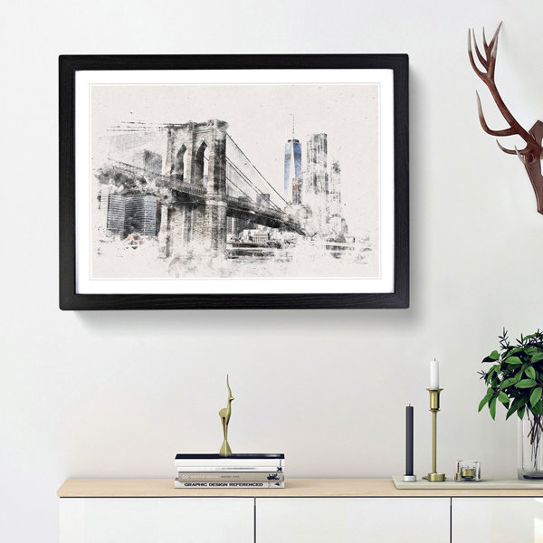 East Urban Home Brooklyn Bridge in New York - Picture Frame Graphic Art ...