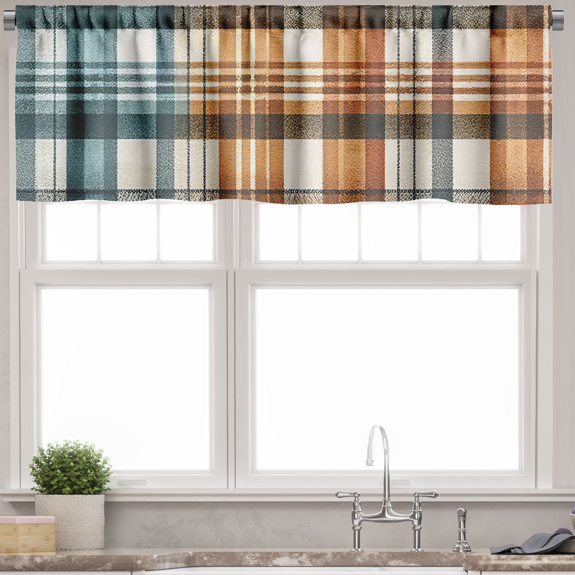 Ambesonne Autumn Plaid Window Valance Modern Buffalo Tartan 54"x12 ...