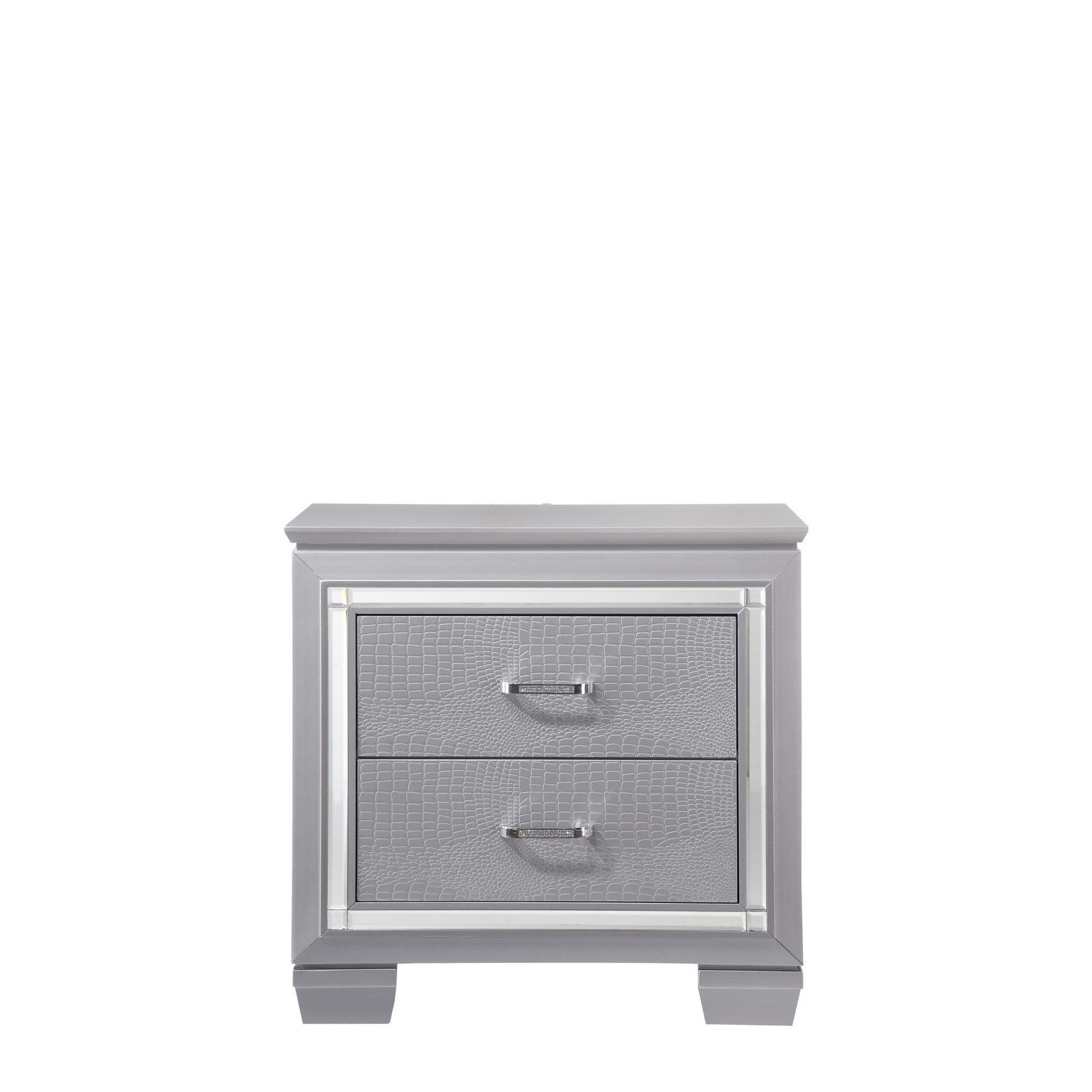 Everly Quinn Contemporary Gray Nightstand Featuring Crocodile Texture ...