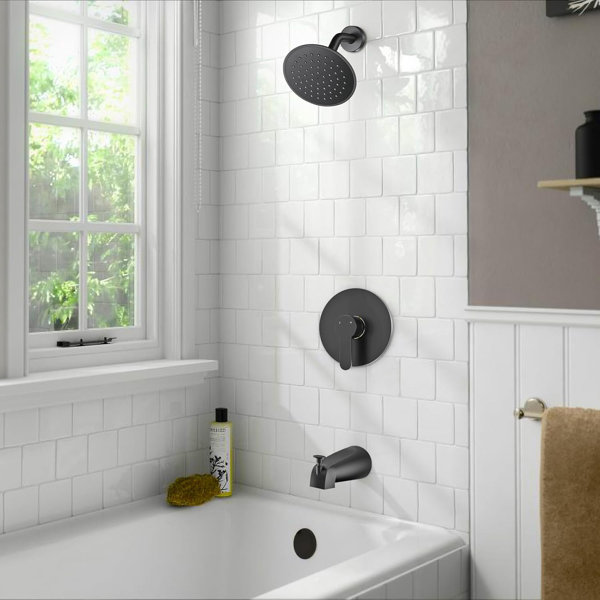 AlenArtWater Matte Black Shower Faucet Set with Tub Spout,Shower Head ...