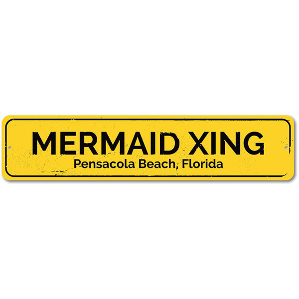 Lizton Sign Shop, Inc Mermaid Crossing Aluminum Sign | Wayfair