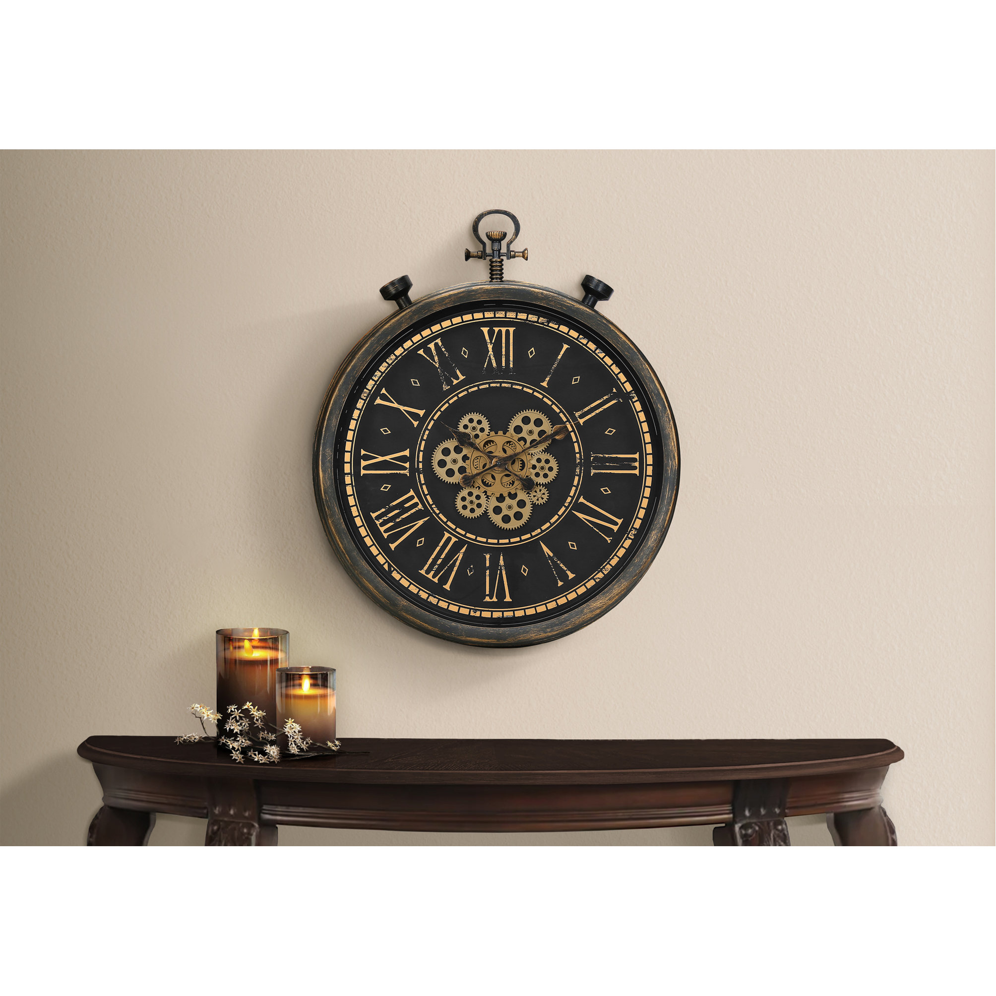 Williston Forge Clocks, Round, Gear Mechanism, Wall Clock, Transitional ...
