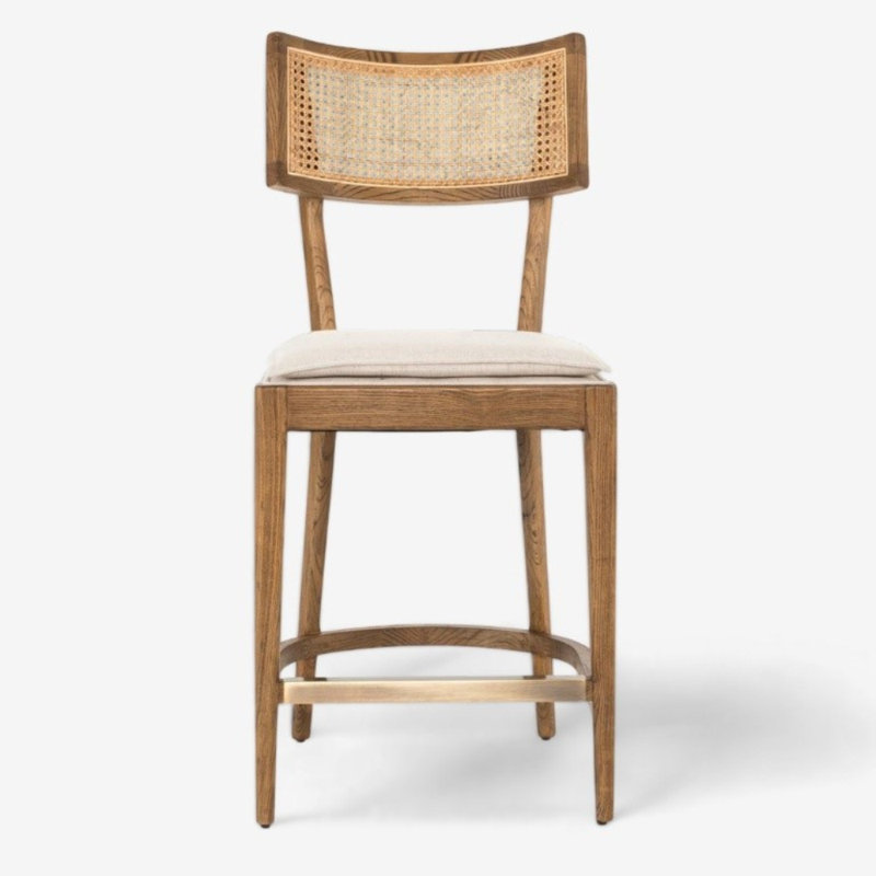 Walnut Decor Charlie Cane Counter Stool | Wayfair