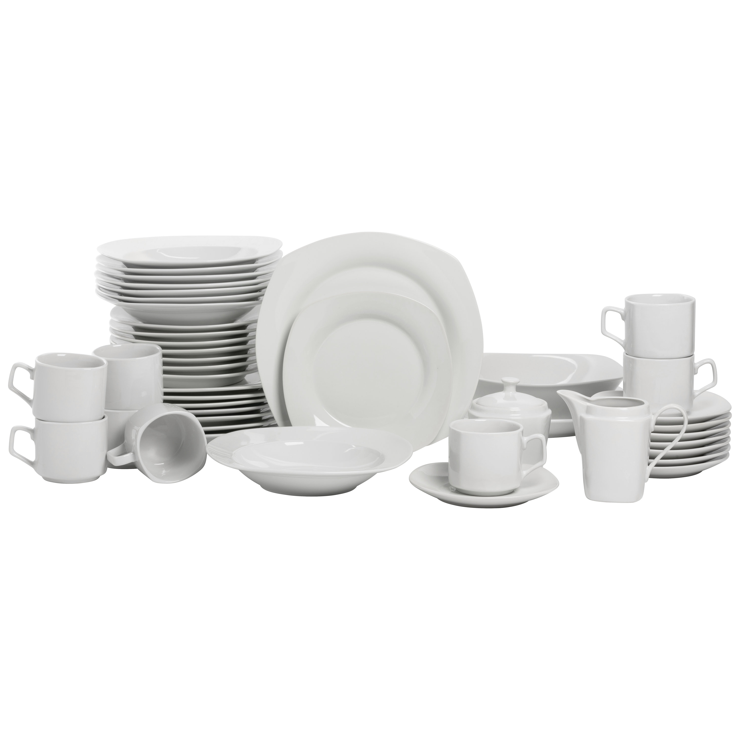 Ten Strawberry Street Simply Square 45 Piece Dinnerware Set, Service ...