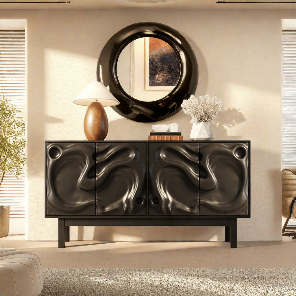 Atta Avenue Abstract Art Design Accent Cabinet Accent Cabinet | Wayfair