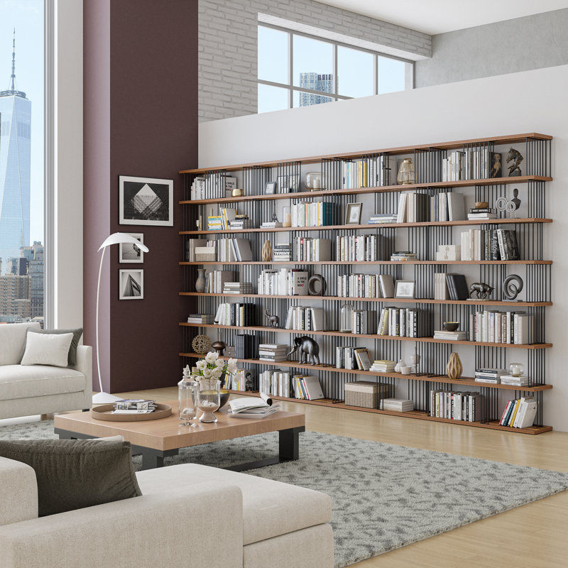 Davee Antique Walnut Color Display Etagere Bookcase | Wayfair