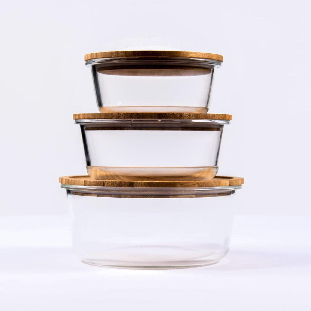 Prep & Savour Cataleena Glass Food Storage - Set of 3 Containers and 3 ...