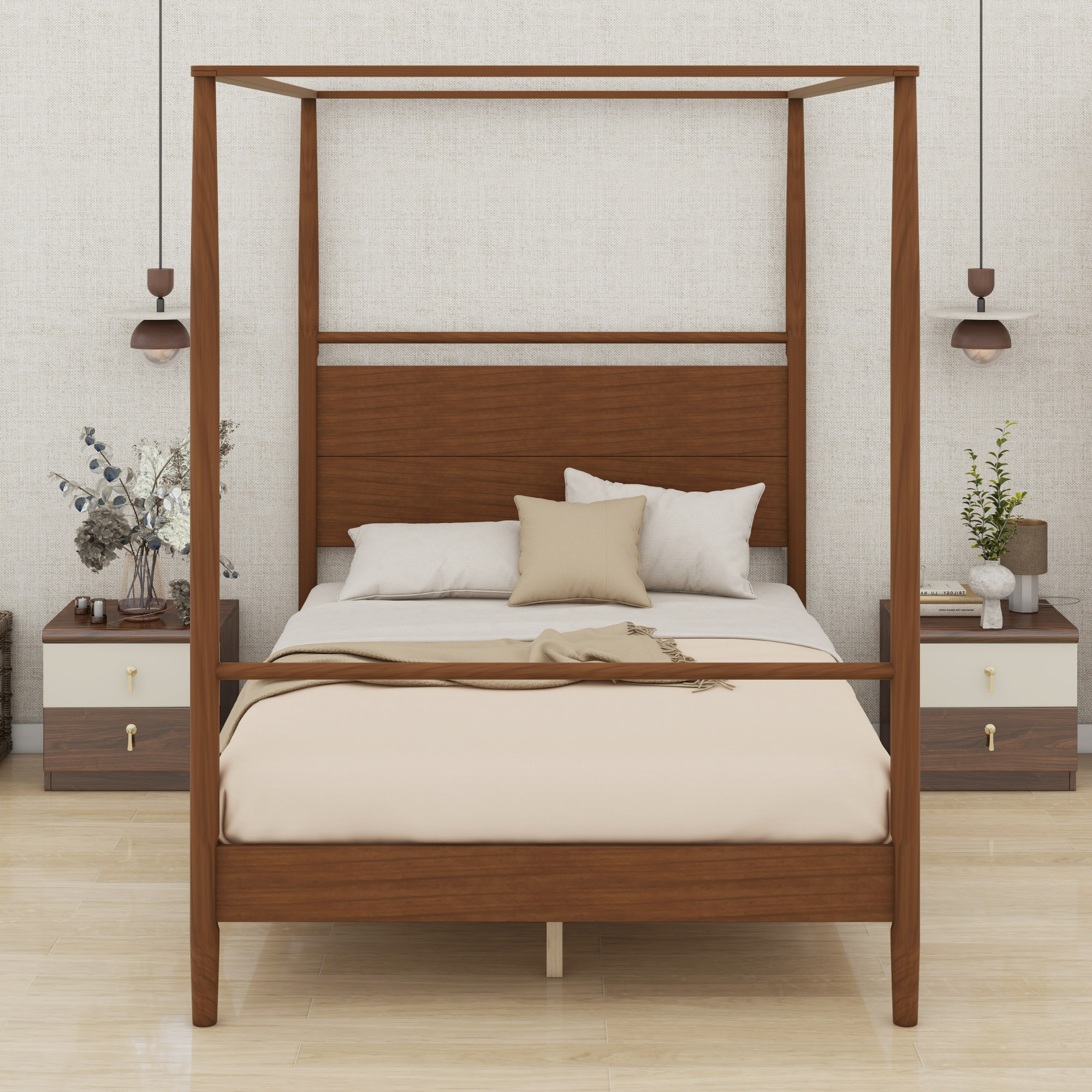 Ebern Designs Solid Wood Canopy Bed Frame Four Posters Bed - Wayfair Canada