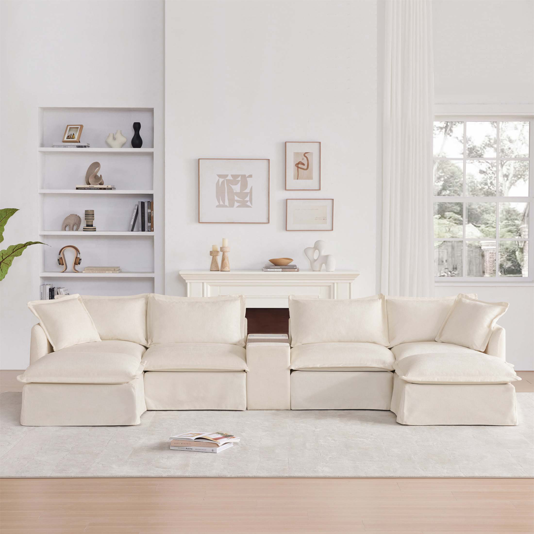 Marissa furniture Modular Sectional Sofa With Movable Ottoman And ...