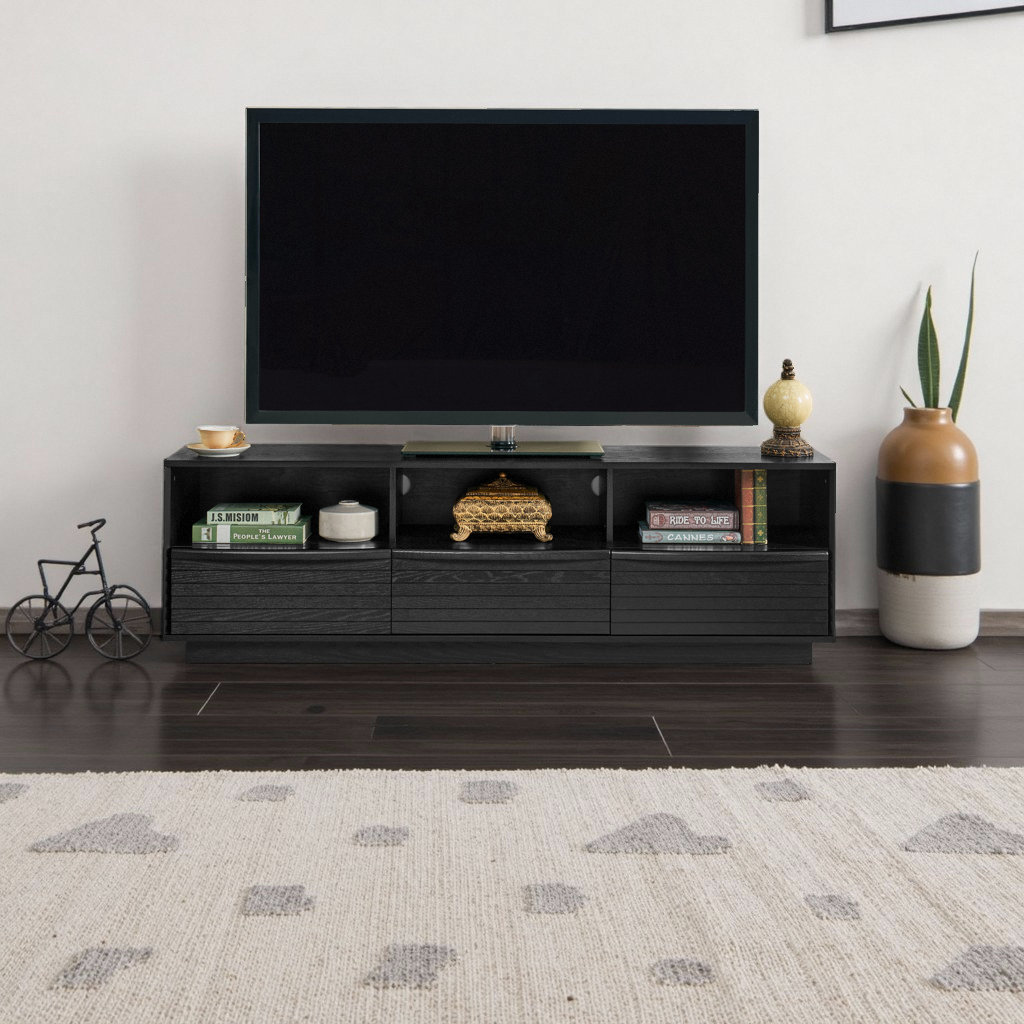 Corrigan Studio 63" Mid-Century TV Stand with Louvre Doors & 3 Drawers ...