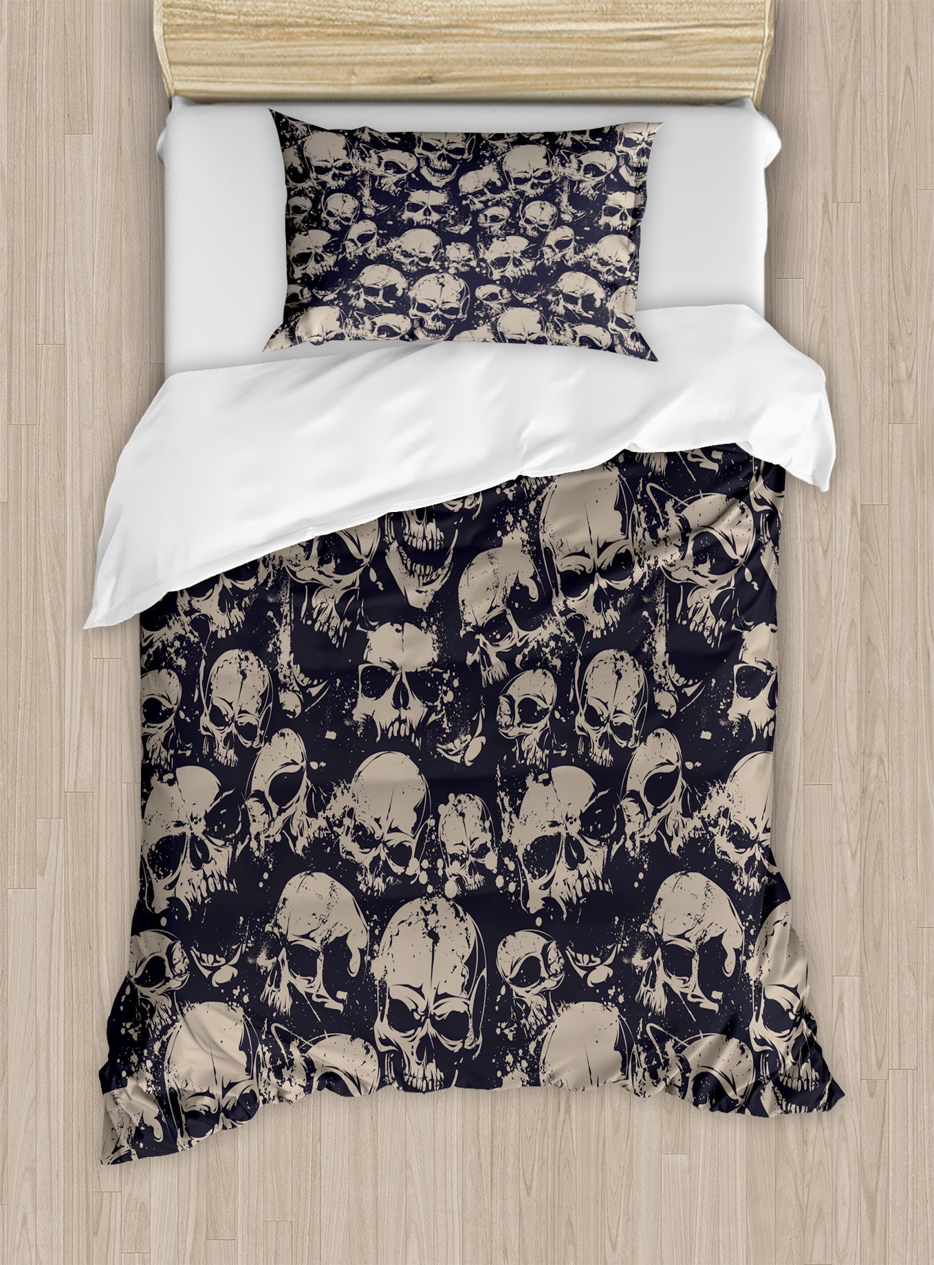 Ambesonne Skull Grunge Scary Sketchy Graveyard Death Evil Face Horror ...