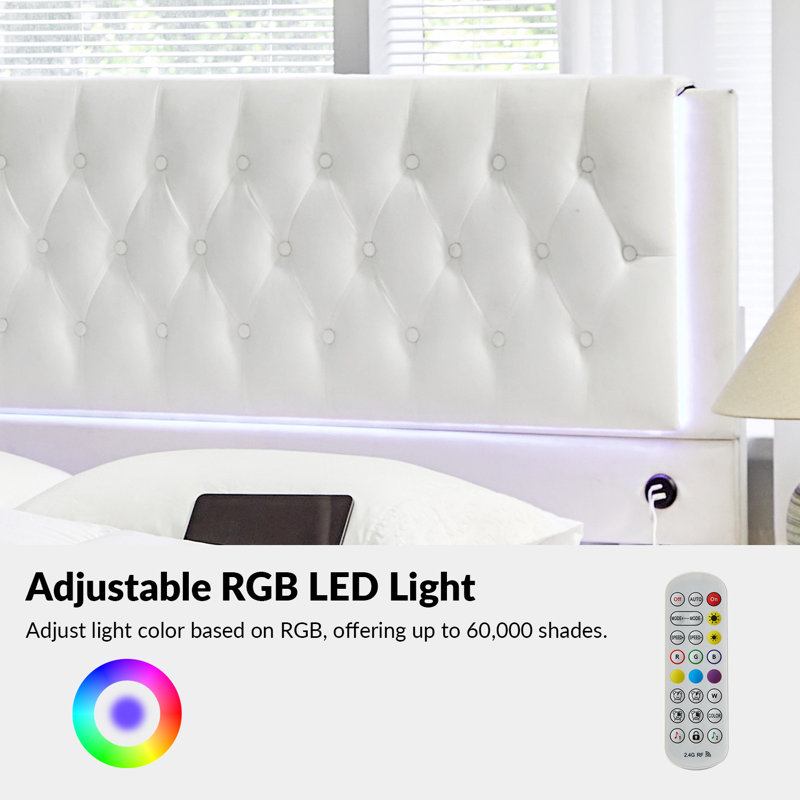 Ivy Bronx Marveline Hydraulic Lift Mechanism Storage Bed with Built-in ...