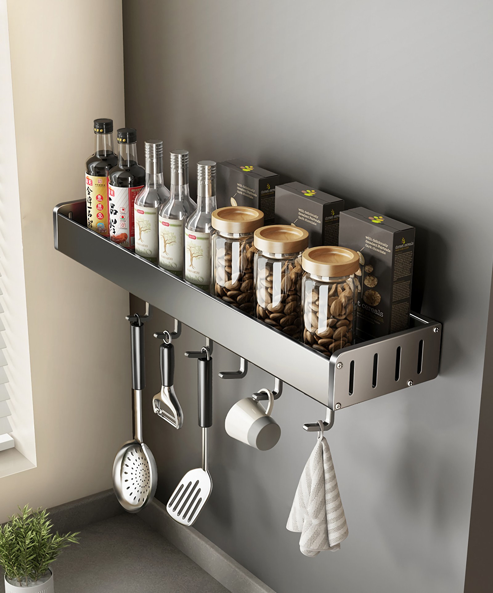 Latitude Run® Kitchen Storage Rack, Non Perforated Wall Mounted ...