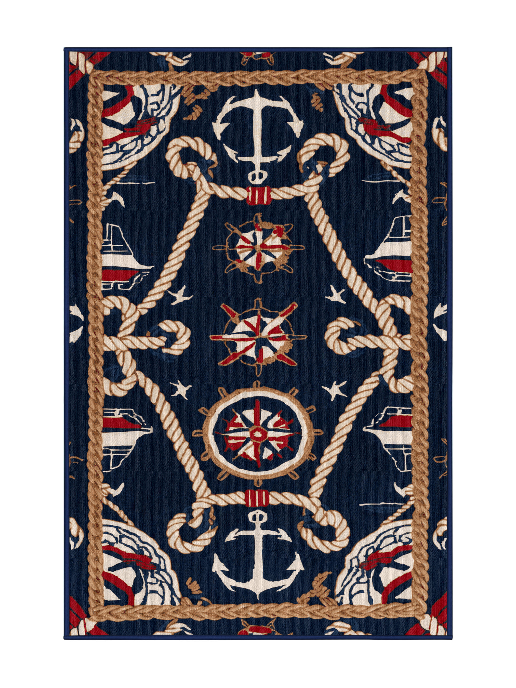 One Allium Way® Washable Marina elements Nautical Area Rug | Wayfair