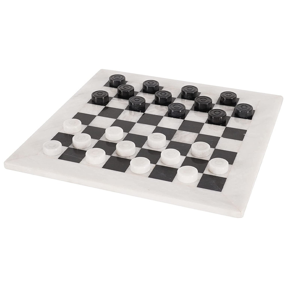 RADICALn Handmade Black/White Checkers Board Game | Wayfair