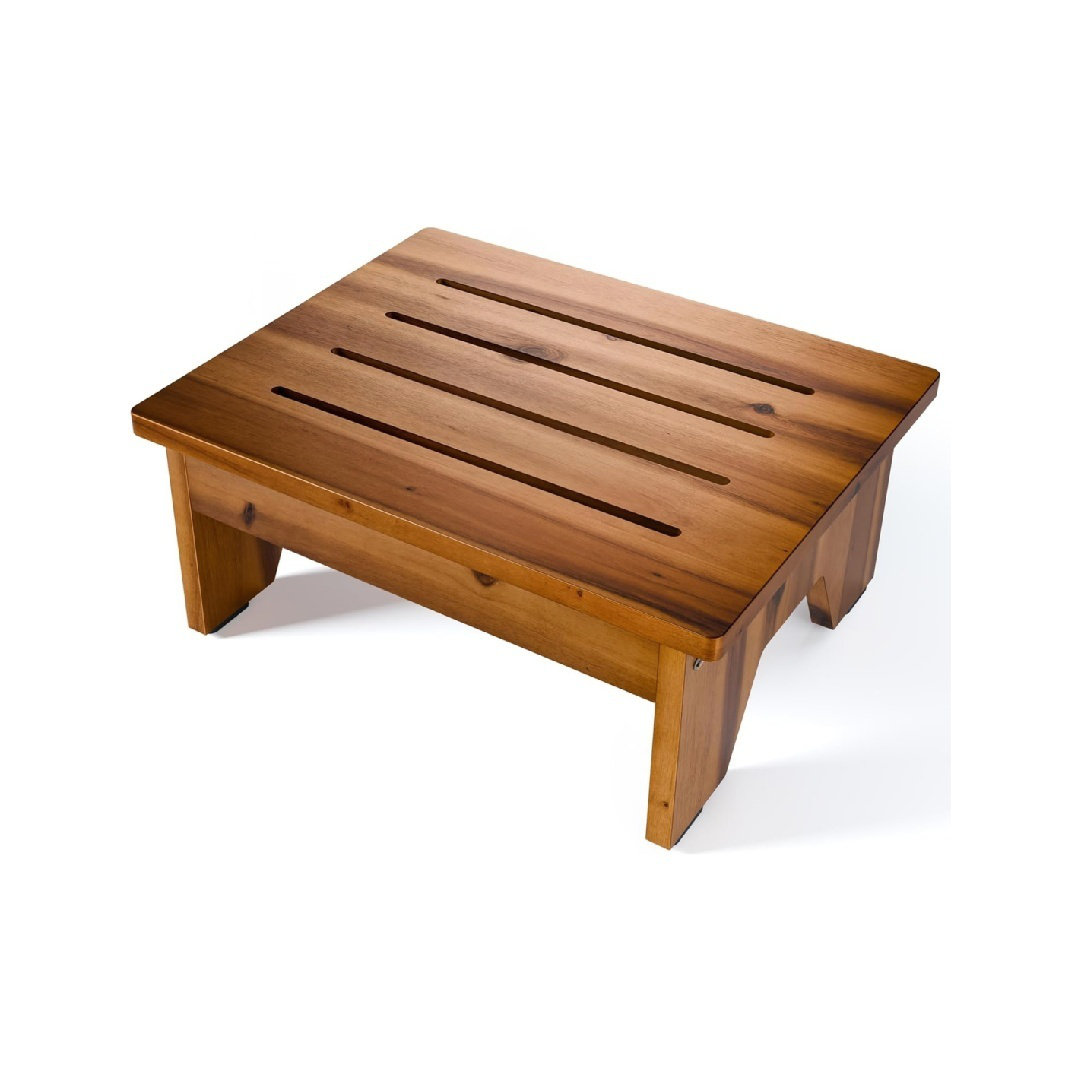 Ebern Designs 6" Acacia Wood One Step Stool For Adults - Brown | Wayfair