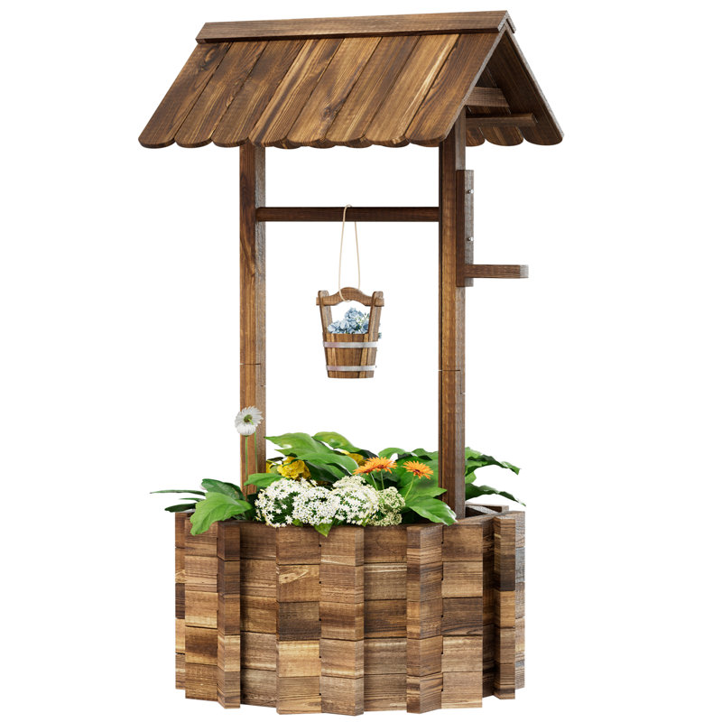 Loon Peak Dontrelle 54"Hx25.2"W Decorative Wooden Wishing Well Outdoor ...
