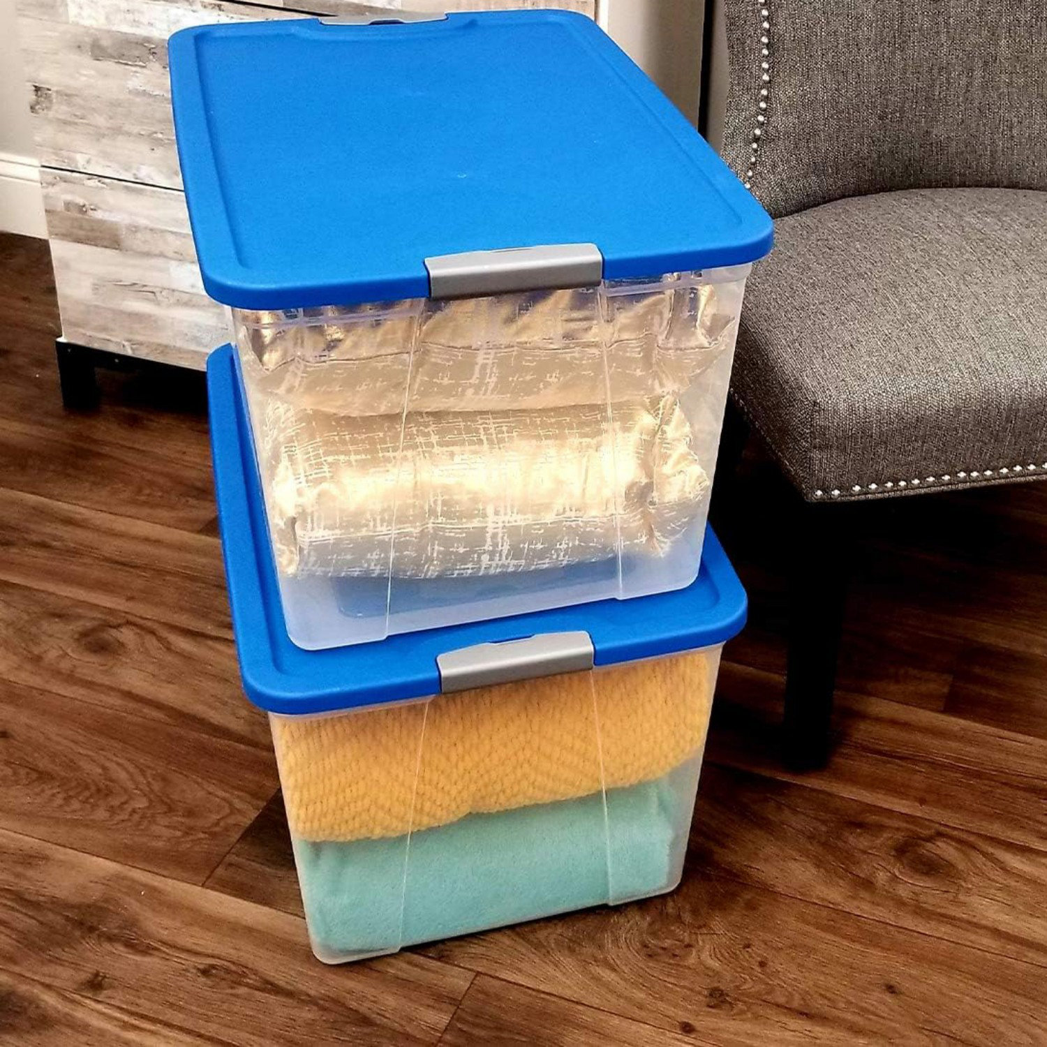 Rebrilliant 2-Pack Secure Latch, Clear Plastic Storage Organizer Bins ...