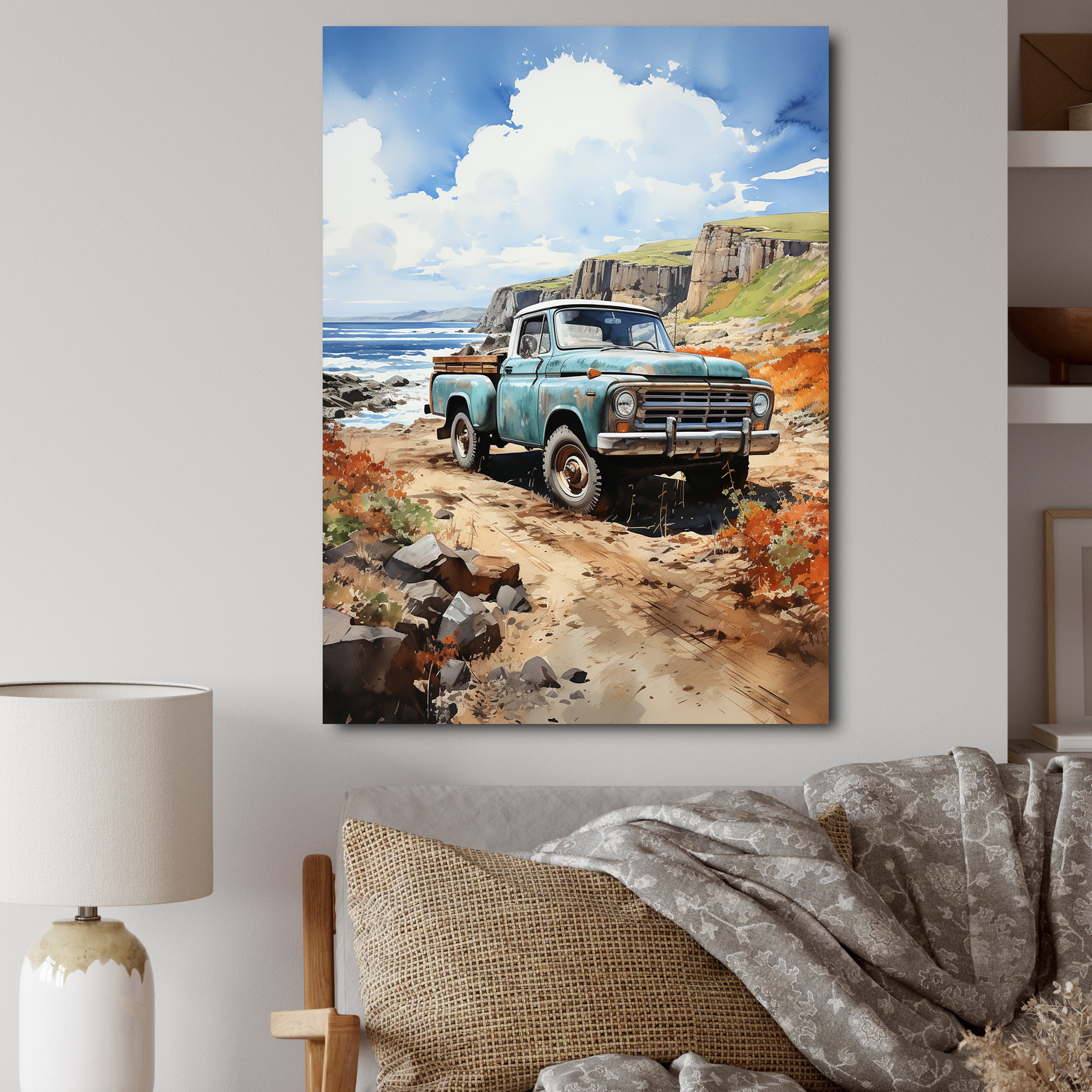 Breakwater Bay Pickup Truck Coastal Harmony - Pickup Truck Canvas Art ...