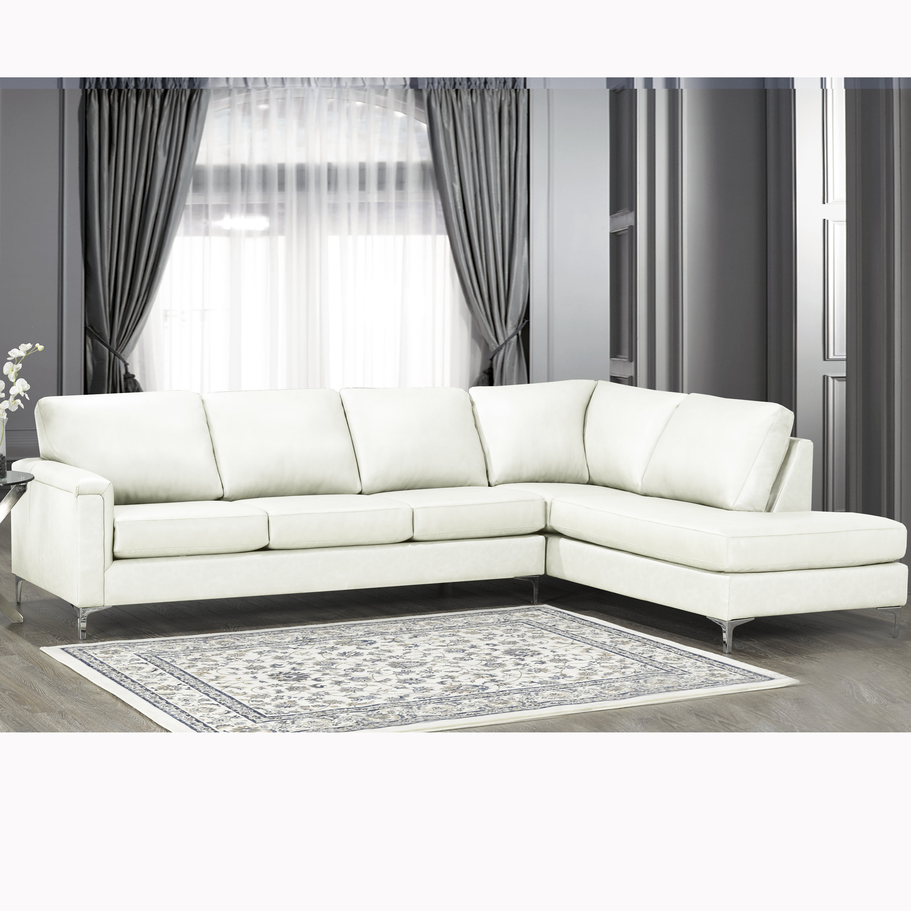 Orren Ellis Platte Leather Sectional | Wayfair