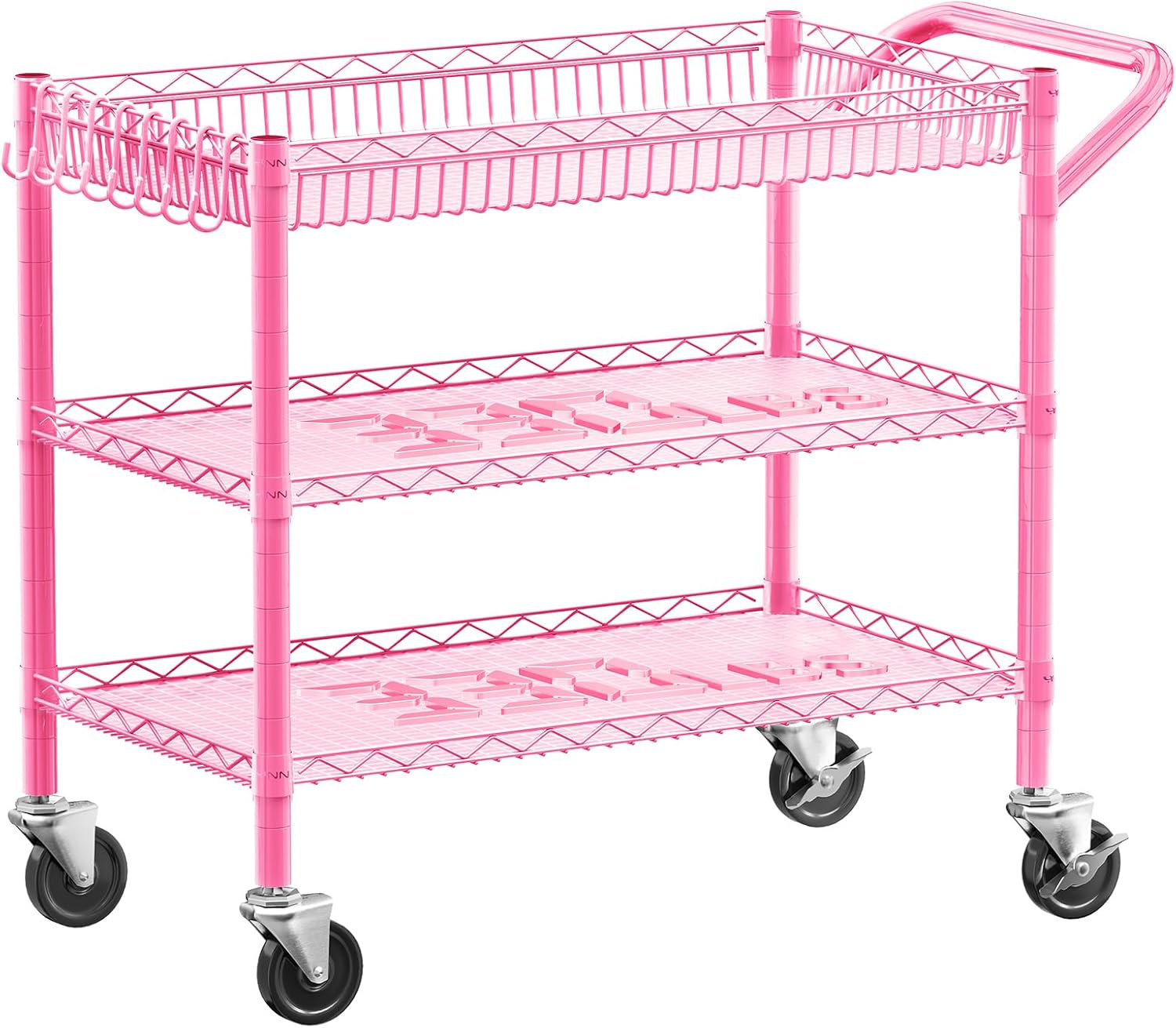 Rebrilliant Utility Cart, 3 Tier Rolling Cart 990Lbs Capacity Metal ...