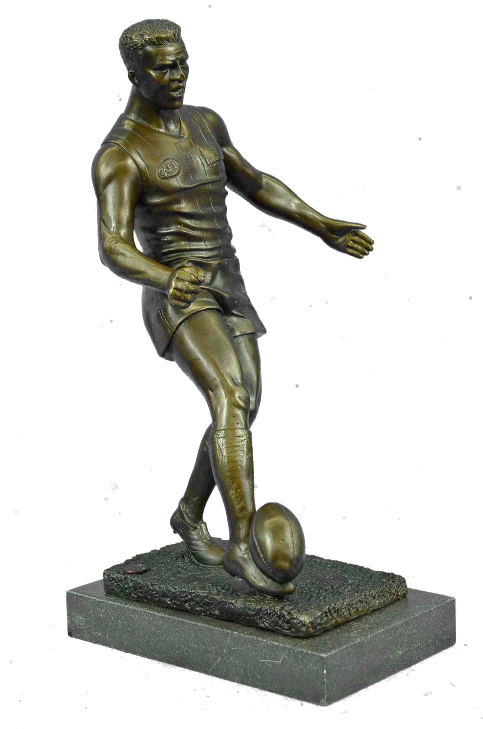 Charlton Home Large Muscular Rugby Player Bronze Sculpture Statue ...