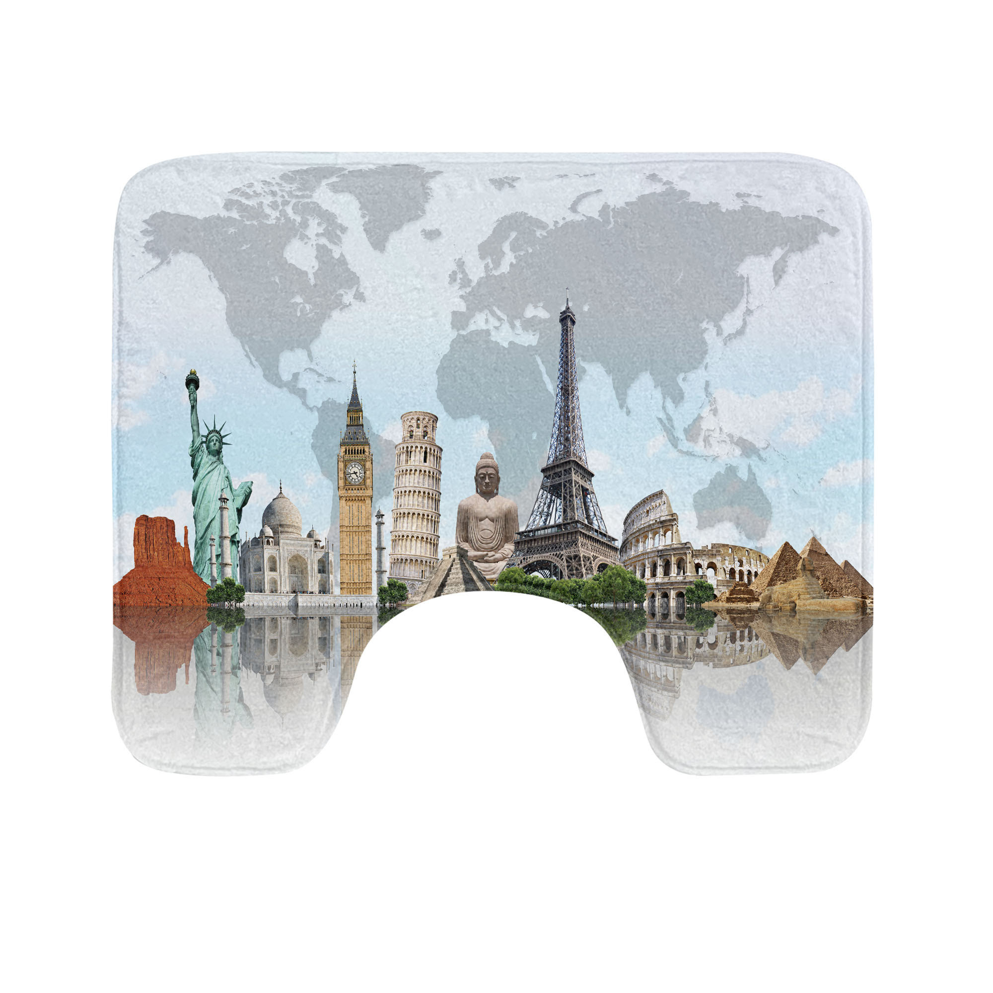 East Urban Home World Map Toilet Mat U-Shape Bathroom Rug 20 ...