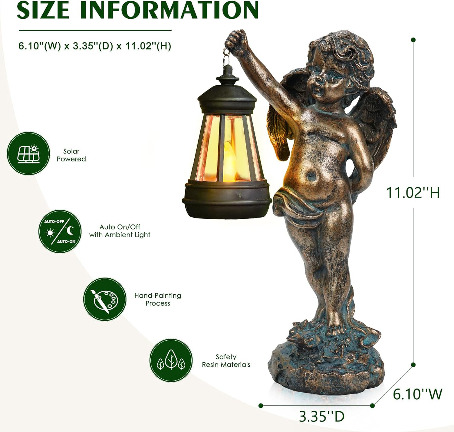 Astoria Grand Angel Statues Garden With Solar Lantern Outdoor Cherub ...