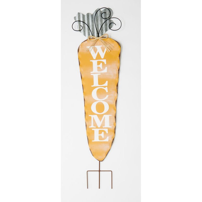 The Holiday Aisle® Easter Carrot Welcome Sign Garden Stake | Wayfair