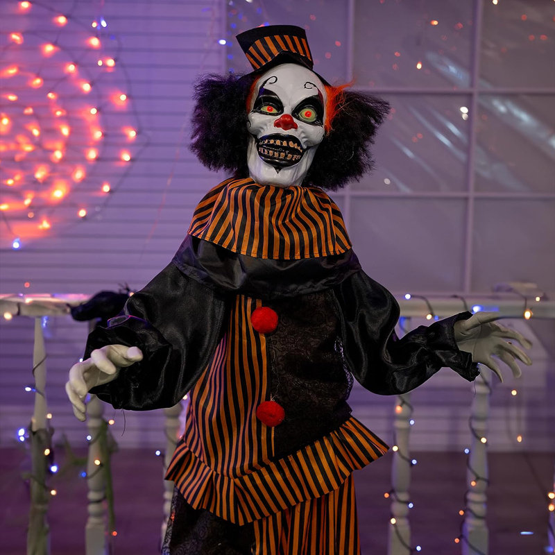 The Holiday Aisle® Halloween Outdoor Standing Clown Decoration, Life ...