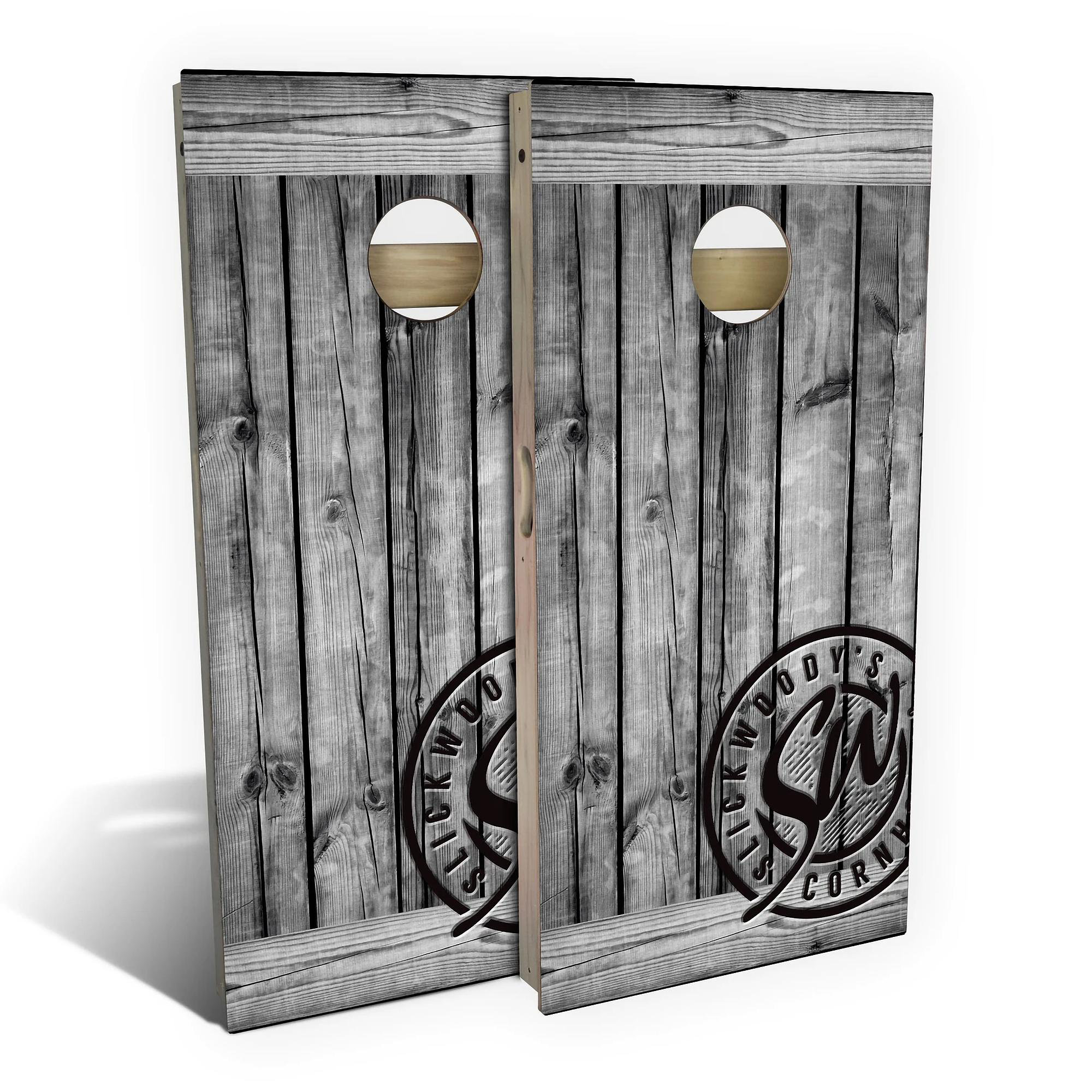 Skip's Garage 2' X 4' Rustic Gray Barnwood Cornhole Board Set With Hole ...