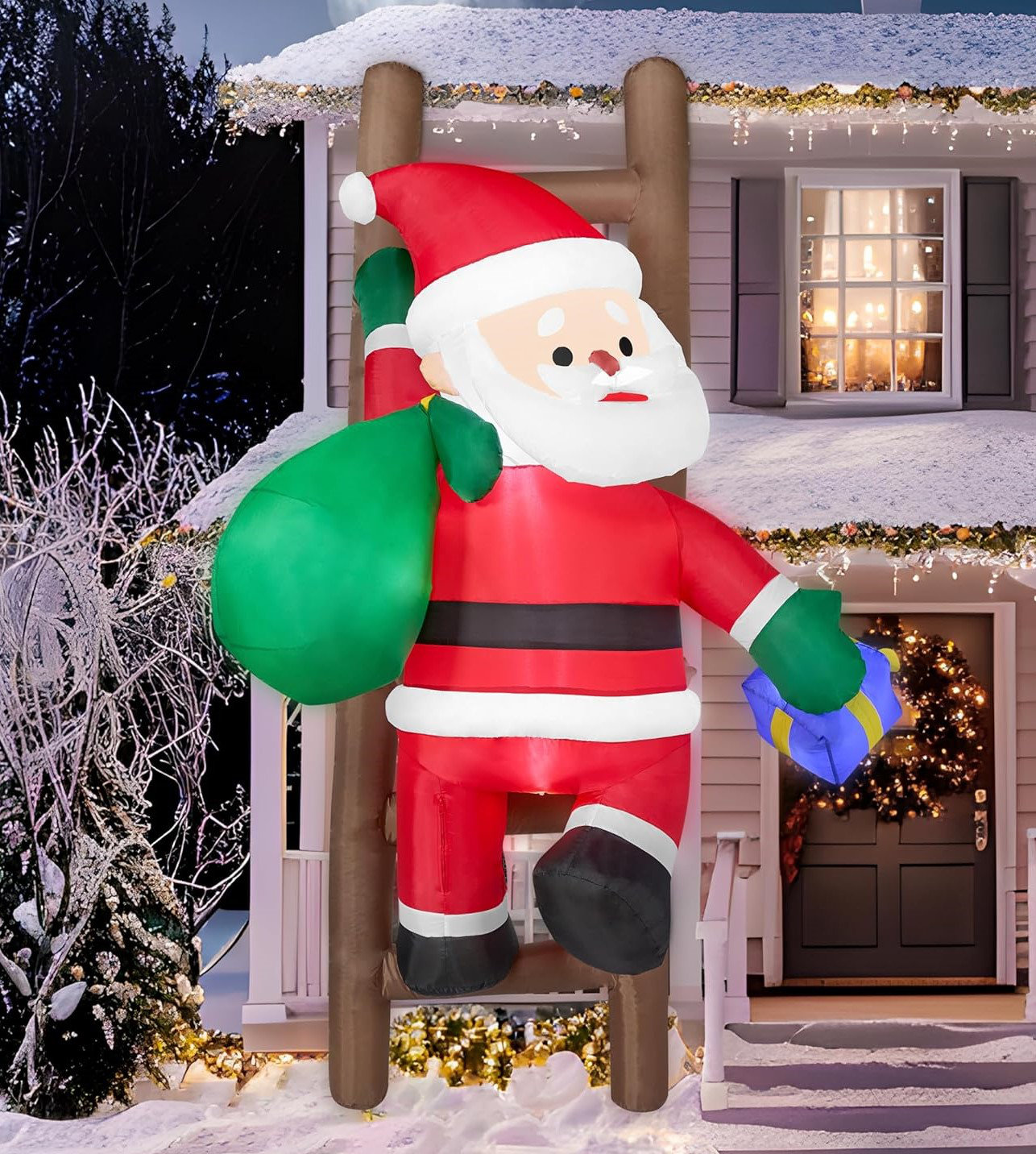 The Holiday Aisle® The 8 FT Tall Christmas Santa Climbing Stairs ...