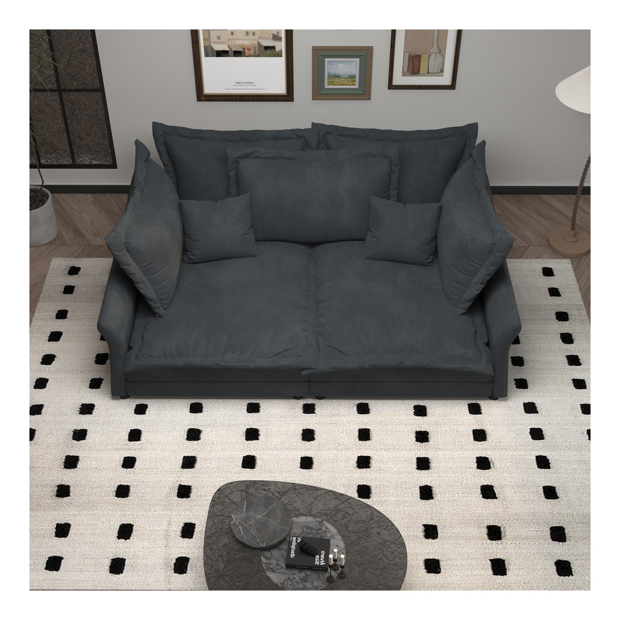 Ivy Bronx 90.55" Modern Comfy Upholstered Sofa Cloud Couch, Deep Seat ...